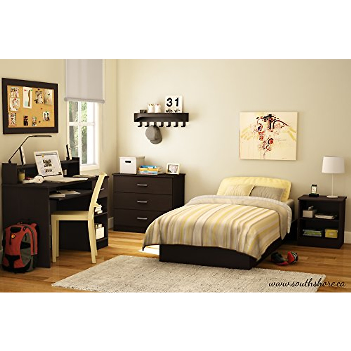 South Shore Axess Desk with Keyboard Tray, Chocolate