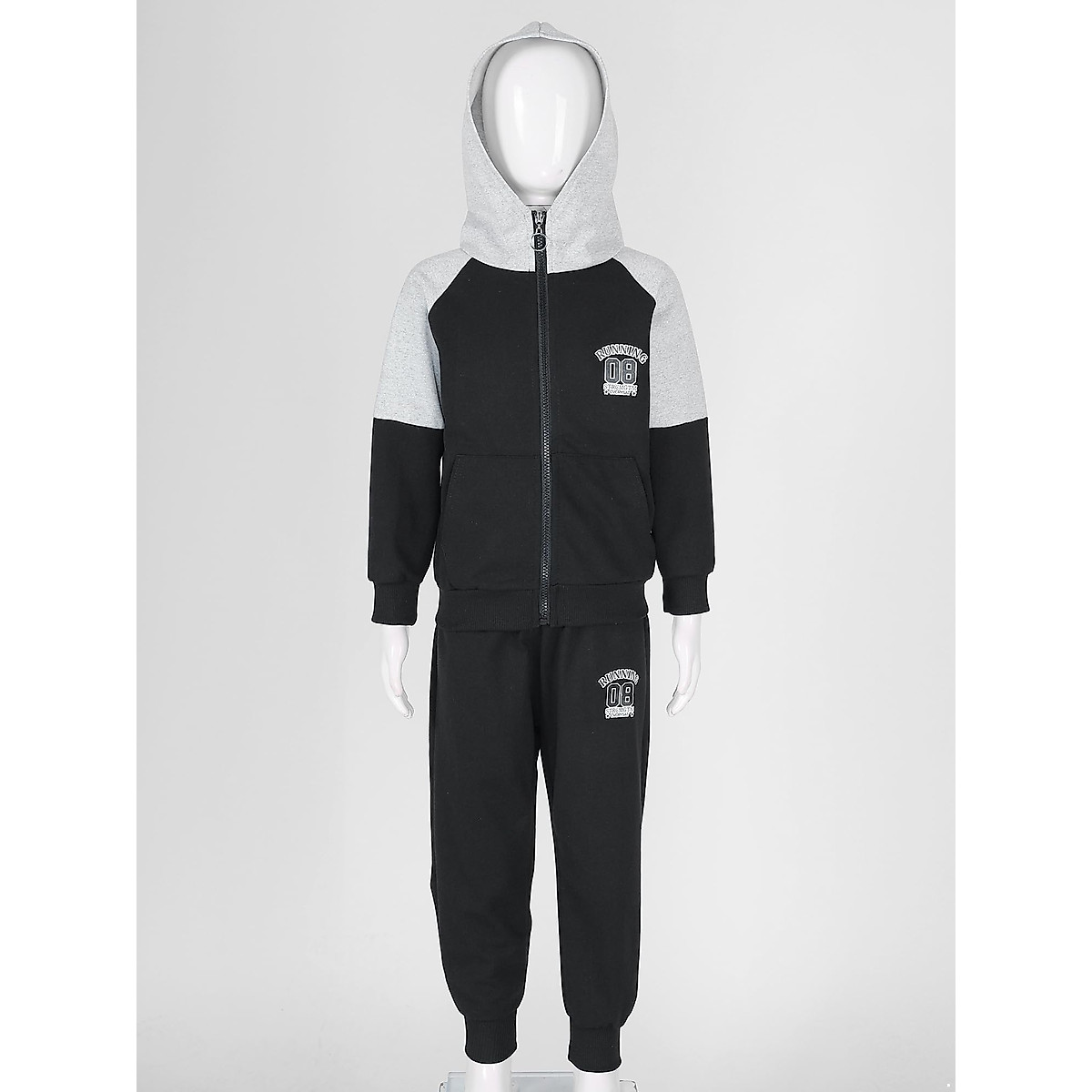 Jugaoge Kids Boys Hoodie Sweatshirts and Sweatpants Jogger Set 2 Pieces Tracksuit Sweatsuit Fall Outfit Black 7-8 Years