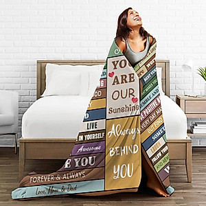 HAXOILO to My Daughter Blanket from Mom Dad Flannel Throw Blankets for Couch Bedroom Sofa Warm Girl Birthday Gifts 50x60in