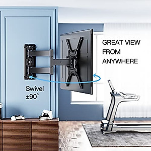 PERLESMITH UL Listed Heavy Duty TV Wall Mount for Most 26-55 inch Flat Curved TVs up to 88lbs with Swivel Tilt & Extension Arm, Full Motion TV Mount Fits OLED 4K TVs, Max VESA 400x400mm, PSMFK12