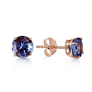 Galaxy Gold GG 14k Solid Rose Gold Stud Earrings with 0.95 Carat Natural Tanzanite