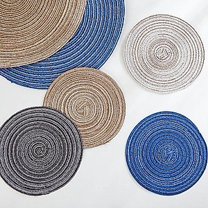 Round Dinner Table Centerpiece Placemats Washable Woven Vinyl Placemats for Dining Table Easy to Clean Plastic Placemats Dark Place Mats