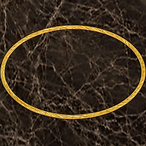 LIFETIME JEWELRY 2mm Bangle Bracelet 24k Real Gold Plated for Women and Teen Girls (2.5" Medium)