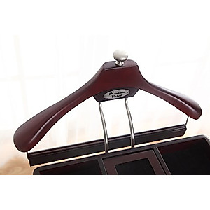 Proman Products Norstar Suit Valet Stand VL36245 with Detachable Hanger, Trouser Bar, Tie Bars, Mirror Tray & Drawer, 20”W x 15” D x 49”H, Mahogany