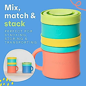 morepeas All-in-One Snack Cup & Bowl | Steam, Strain & Snack | Reversible Lid & Suction Base | No Mess Catcher Lid | Easy Grip Handle | Dishwasher, Microwave, Freezer Safe Silicone | Melon