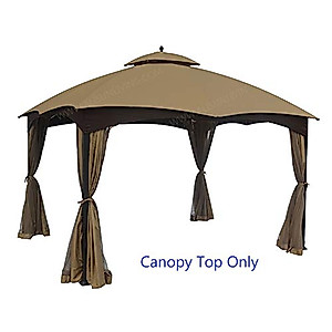 ALISUN Replacement Canopy Top for Lowe's 10' x 12' Gazebo #TPGAZ17-002C (Golden Brown Canopy Top Only)
