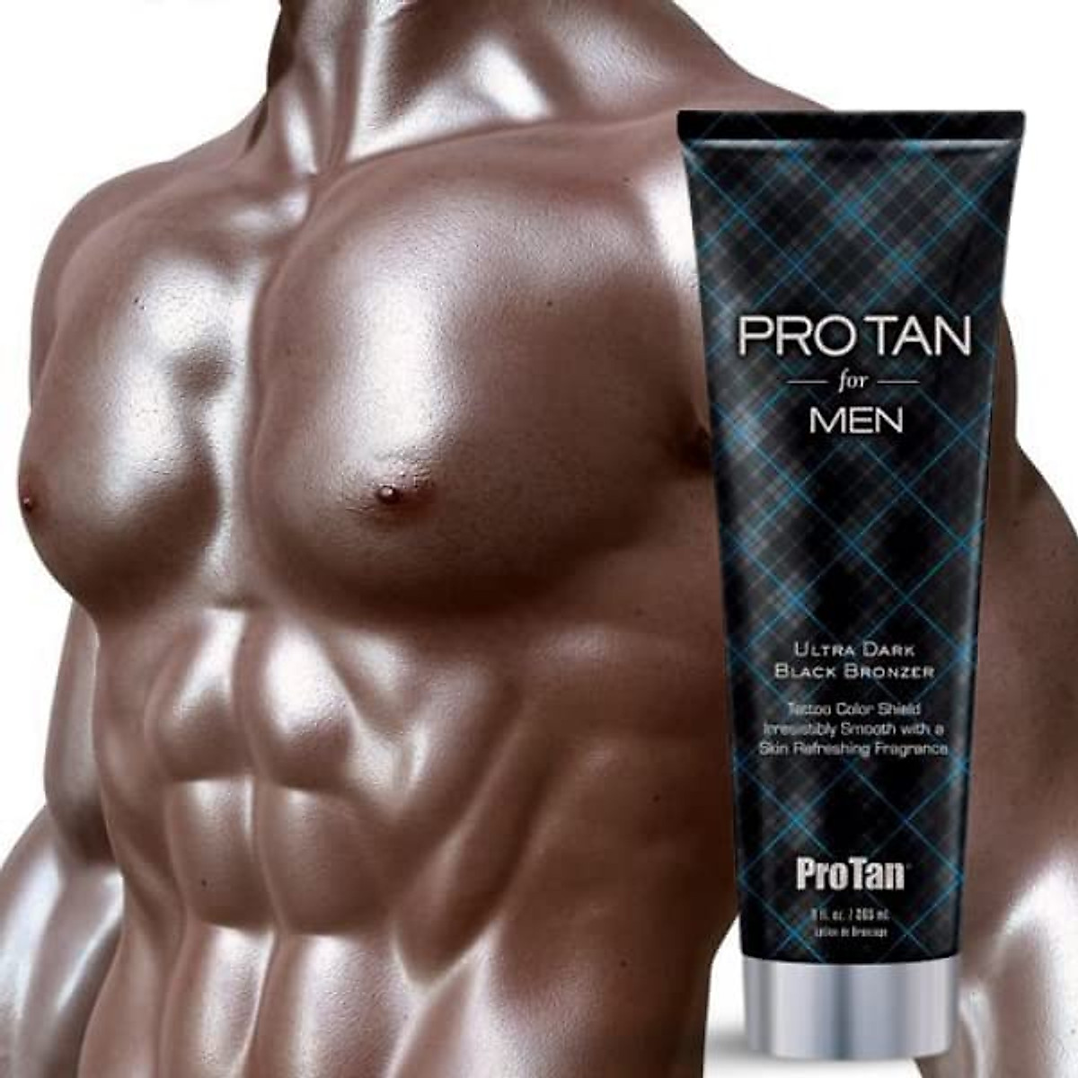 For Men Ultra Dark Black Bronzer - Natural Bronzer for Deep, Dark with Tattoo Color Shield 9 oz by Pro Tan