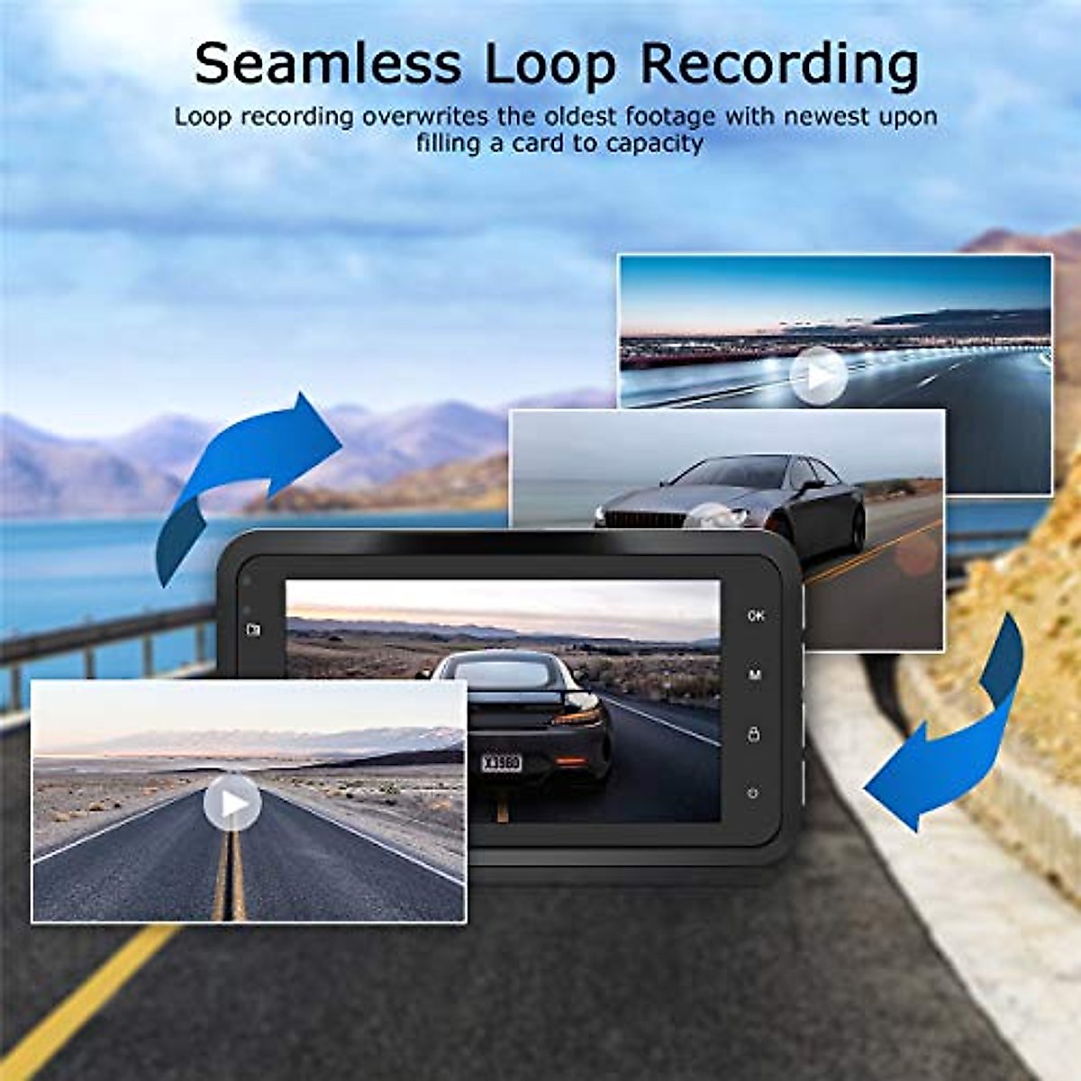 ORSKEY Dash Cam Front and Rear 1080P Full HD Dual Dash Camera in Car Camera Dashboard Camera Dashcam for Cars 170 Wide Angle with 3.0" LCD Display Night Vision and G-Sensor【2023】