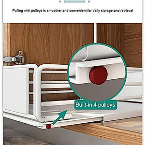YUEGOO Kitchen Sinks Solid Under Sink Storage Kitchen Shelf,Multifunctional Storage Shelf,Removable Drawer Shelf,for Kitchen,Bathroom,Under Sink Rack Shelf/White+black/41 * 23.5 * 43cm