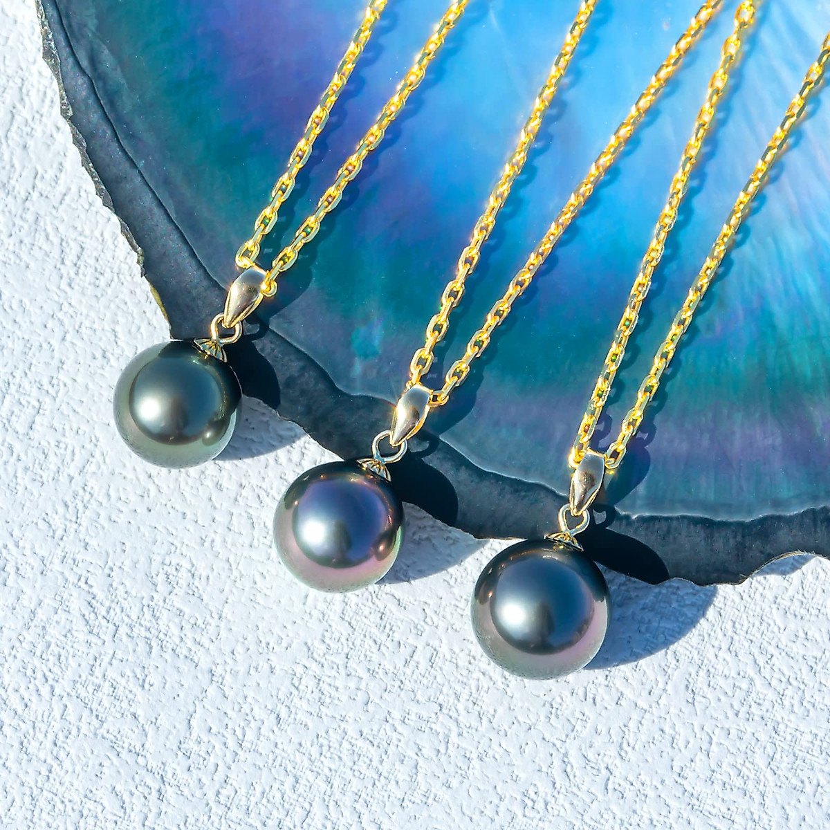 mihiarii Tahitian Black Pearl Necklace 18K Real Solid Yellow Gold Pendant 12MM Tahiti Natural Pearl Necklaces Birthday Anniversary Mothers Day Valentines Day Christmas Gifts for Mom Her Women