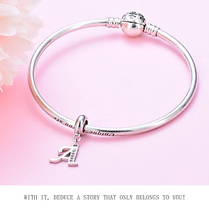 WKLQLQ 925 Sterling Silver Plated Platinum Letter Charm Beads A-Z Initial Charms for Bracelets Compatible With Pandora Bracelet DIY Alphabet Pendant. (Letter A)