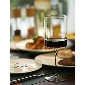 Gnimihz Wine Glasses Set of 4-16oz Cylindrical Red White Wine Glass, Made from Lead-Free Premium Crystal, Great Gift for Wedding, Anniversary, Christmas, Birthday, 9’’ Tall, Clear