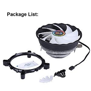DS 1500RPM CPU Cooler 120MM Aluminum Extrusion FIN CPU Cooling Fan for Computer Case, LED Fan Junior Players, Entry-Level use for Intel LGA 1155 1151 775 1366 (Fixed RGB, 2ND, C Series)
