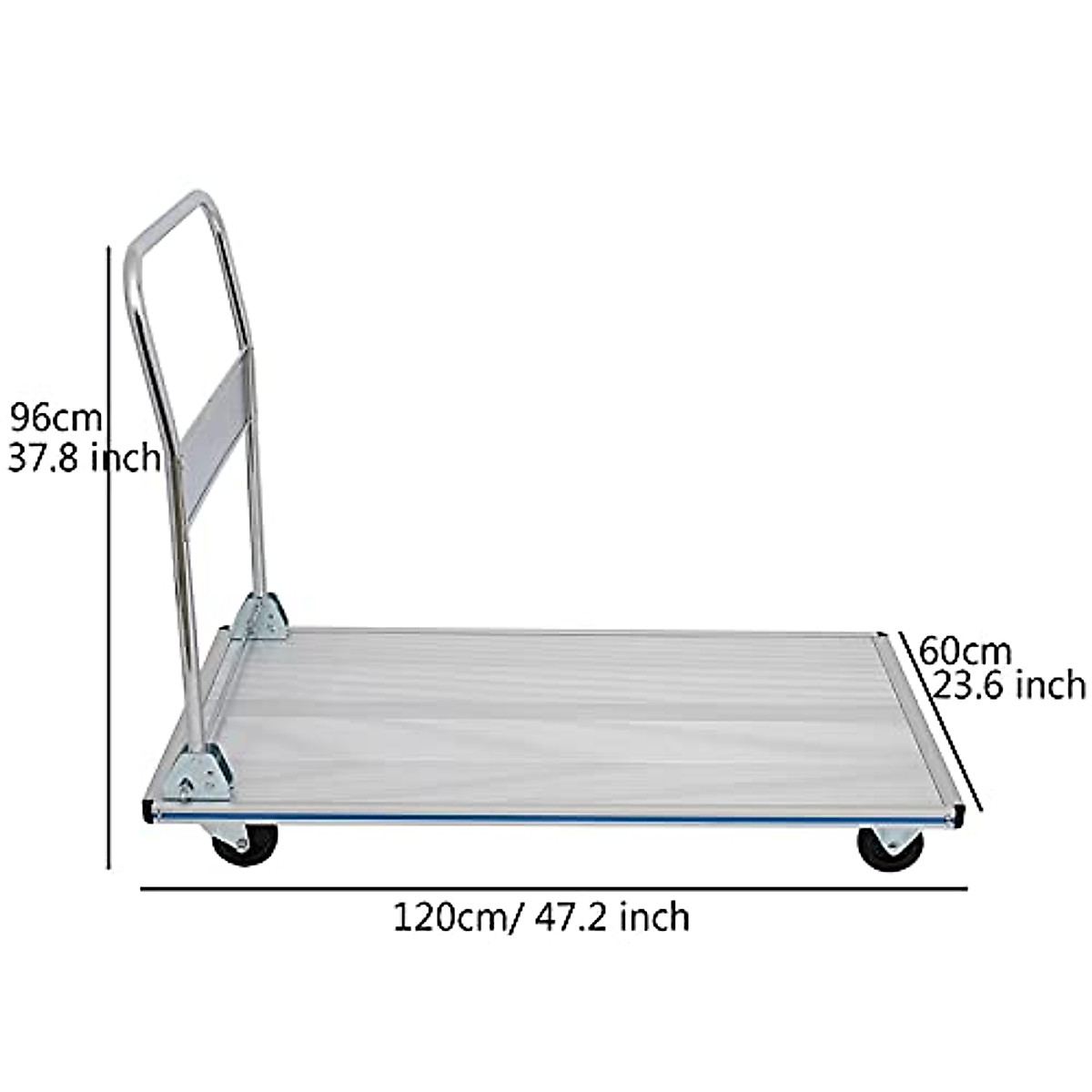 DMUNIZ Platform Trucks Flatbed Cart Folding Aluminum Platform Truck Extended Version Foldable Handle Rolling Multifunctional Moving Flatbed Cart Hand Trolley 770 lb Push Cart