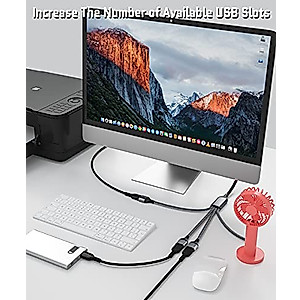 Elebase USB Splitter Y Cable 1FT,1 Male to 4 Female USB-A Expander Hub,Multi USB Port Extender,Extra Multiport Data Charger Split Adapter for Mac Macbook,Car,Xbox One Series X/S,Flash Drive,HDD,Laptop
