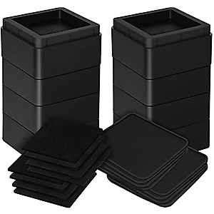 Utopia Bedding Bed Risers 2 Inch - Pack of 8 - Furniture Risers with Anti Slip Foam & Rubber Pad - Stackable Bed Lifts Risers Heavy Duty for Sofa, Bed, Table, Couch & Chair (Black)