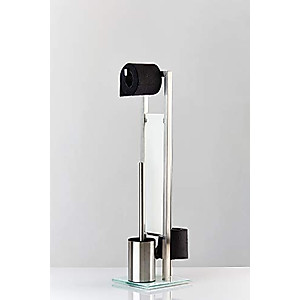 Wenko Rivalta Free Standing 3 Piece Bathroom Accessory, Brush Tissue Roll Holder, Paper Dispenser, Toilet Set, Chrome Matt, 27.55 x 7.08 x 7.87 inc, 18 x 19 x 69 cm