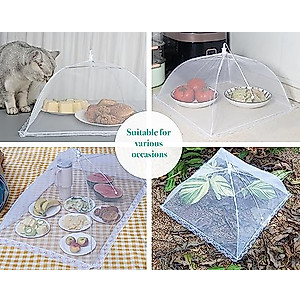 Food Covers for Outside, 2 Extra Large 40"X24" & 2 Large 17"X17" & 2 Middle 14"X14" Food Tents, Pop-Up Food Covers for Outdoors Mesh Screen Food Net Picnic Accessories