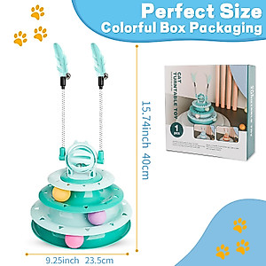 Goosheep Cat Toys Interactive Cat Toys for Indoor Cats Kitten Toys Interactive Cat Toy Cat Puzzle Toy Cat Ball Toy with 2 Cat Teasers (Green)