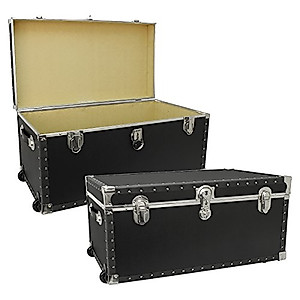 Seward Trunk Trailblazer Oversized Footlocker Trunk with Wheels, Black, 31-inch (SWD5231-11)