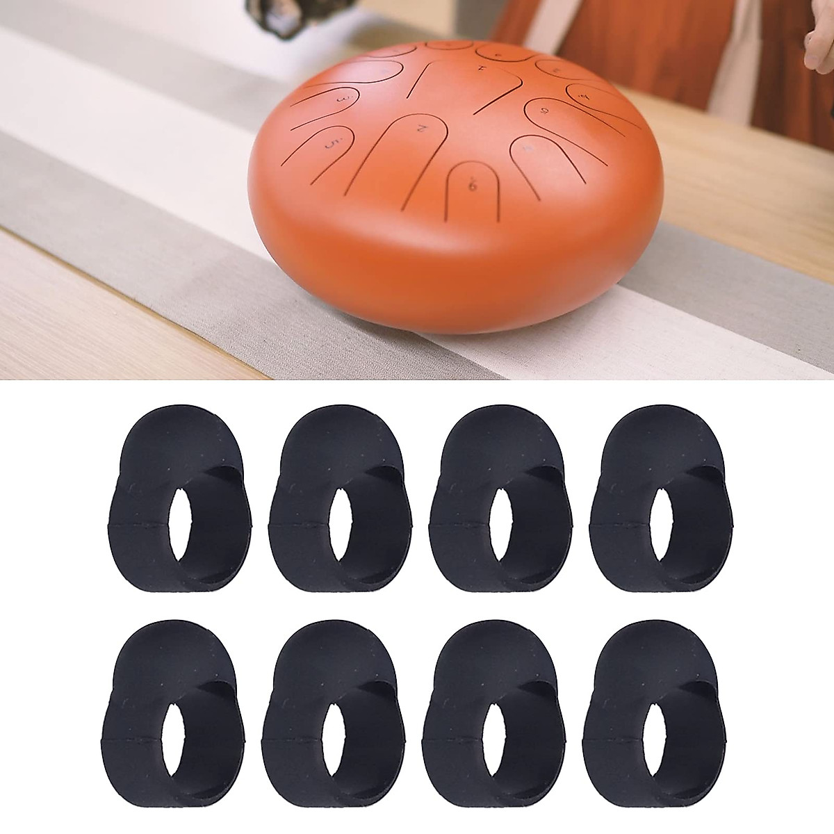 Silicone Drum Finger Sleeve, Standard Sizes Percussion Accessories Soft Drumstick Support Scratch Resistant with Number Sticker for Tongue Drums