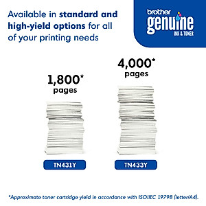 Brother Printer TN431Y Standard Yield Toner-Retail Packaging , Yellow
