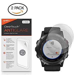 BoxWave Screen Protector Compatible with Garmin Fenix 5X Plus (51mm) (Screen Protector ClearTouch Anti-Glare (2-Pack), Anti-Fingerprint Matte Film Skin for Garmin Fenix 5X Plus (51mm)
