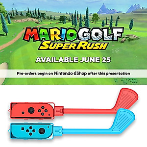 Nargos Golf Culb for Nintendo Switch Joy-Con Controller, Sports Game Accessories for Mario Golf-Super Rush - 2 Pack (Blue-Red)