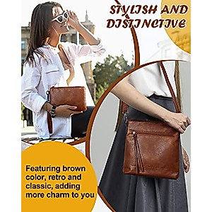 3 Pcs PU Leather Backpack Purse for Women Crossbody Purse Set Women's Crossbody Handbags Soft College Casual Shoulder Bag for Ladies Travel, Brown