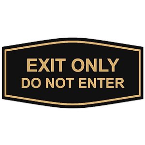 Signs ByLITA Fancy Exit Only Do Not Enter Sign - Laser-Engraved Lettering | Durable ABS Plastic | Vibrant Colors | Powerful Foam Tape (Black/Gold) - Large