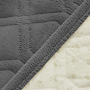 Ameritex Pet Dog Bed Coral Fleece Furniture Cover with Anti-Slip Back Suitable for Bed and Sofa Super Soft (Large-46 x30, Grey)