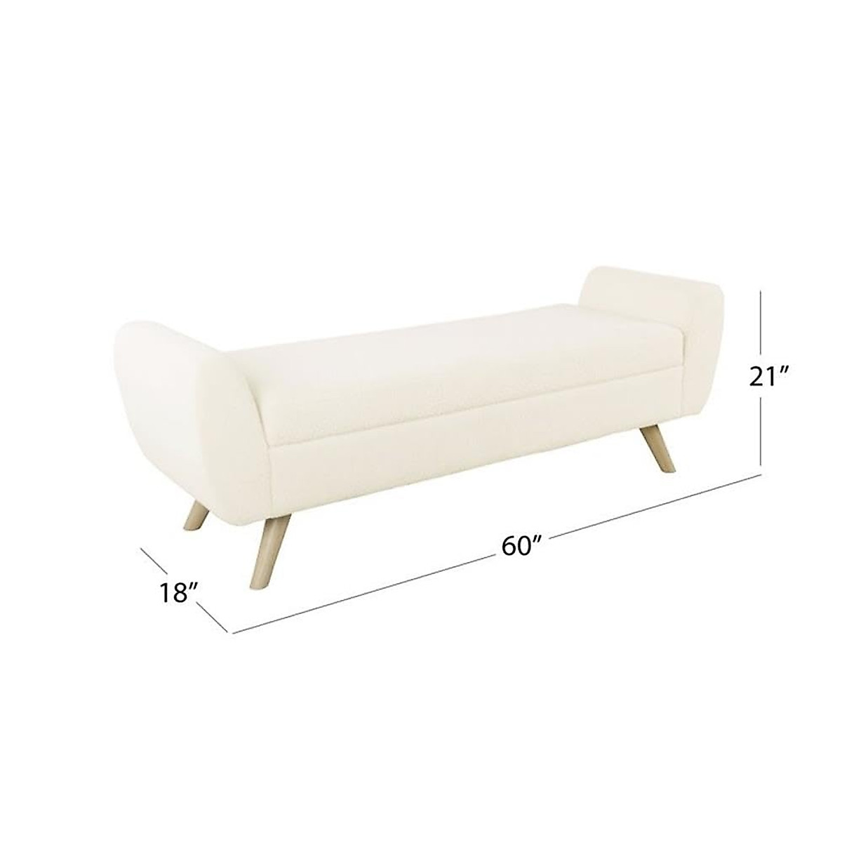 HomePop Modern Storage Bench with Wood Legs Home Décor|Bench with Storage for Living Room & Bedroom - Sherpa Cream