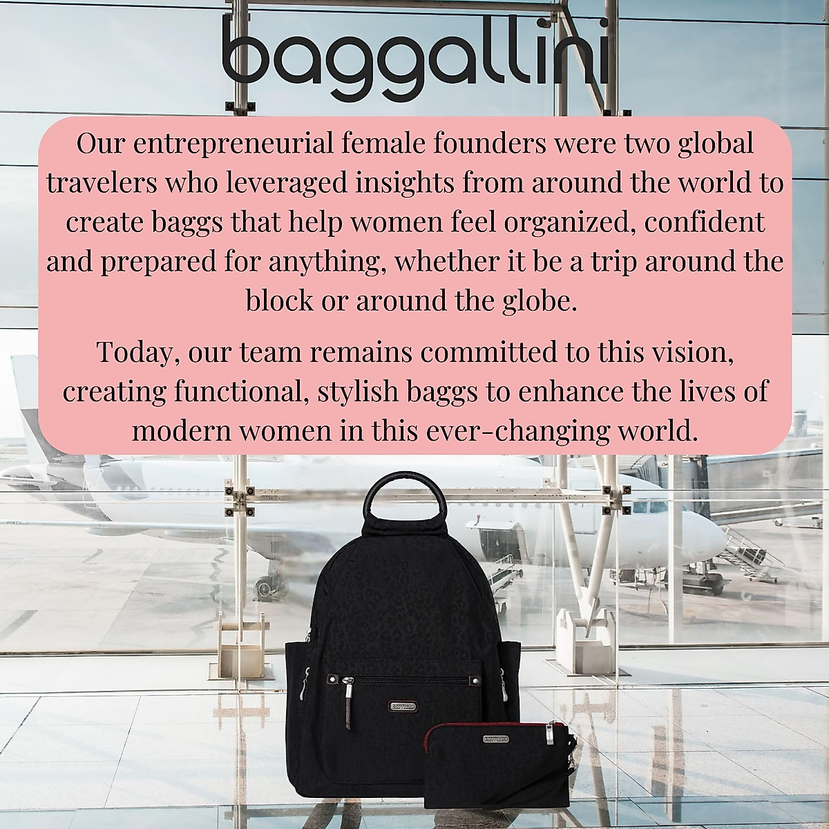 Baggallini Women's All Day Backpack, Black Cheetah Emboss, One Size…