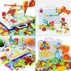 Haifeng 223 Pieces Kid Screwdriver Toy Set, Create and Design Drill kit, Magic Play Toolbox for Kids, Game Activities Center for Kids Ages 3-10 Years Old