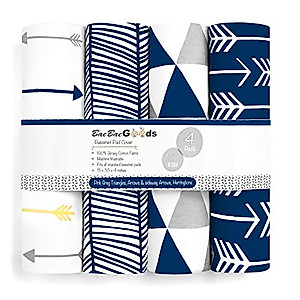 Bassinet Bed Sheets – Premium Bassinet Fitted Sheets 4 Pack – 100% Jersey Knit Cotton Cradle Sheets – Bassinet Bedding for Standard Size Oval or Halo Bassinet Pads – Bassinet Sheet for Boy & Girl