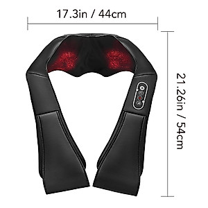 Neck Shoulder Massage with Soothing Heat, Electric Shiatsu Back Massager 3D Deep Tissue Kneading Massagers for Full Body Muscle Pain Relief Relax, Christmas Birthday Gift, Black