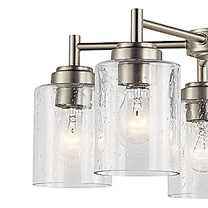 Kichler Winslow 19.75" Chandelier in Brushed Nickel, 5-Light Chandelier for Dining Room, Living Room, or Bedroom, Clear Seeded Glass, (19.75" W x 16" H), 44030NI