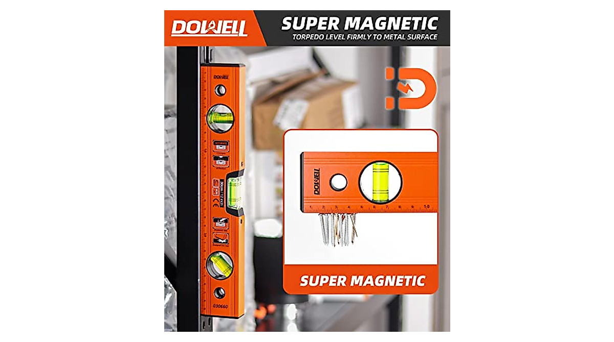 DOWELL 12 Inch Magnetic Spirit Level - Accurate & Durable
