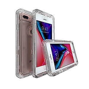 MXX iPhone 8 Plus Heavy Duty Case 3 in 1 Layers Rugged Rubber Shockproof Protection Case Cover for iPhone 7 Plus/iPhone 8 Plus - Clear (Transparent)
