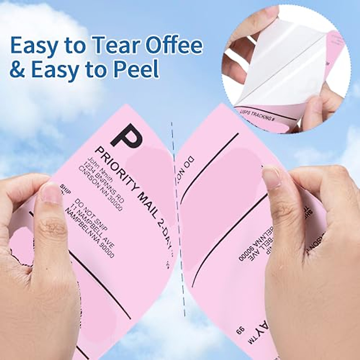 LabelCreate Thermal Label Printer Paper - 500 PCS, 4"x6" Fan-Fold Label Shipping Supplies Labels, Permanent Adhesive Thermal Labels for Small Business Supplies, Pink