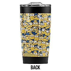 Logovision Minions OFFICIAL Group Pattern Stainless Steel 20 oz Travel Tumbler, Vacuum Insulated & Double Wall with Leakproof Sliding Lid