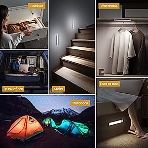 Under Cabinet Lights Motion Sensor LED Closet Light, 29-LED Under Counter Lights Dimmable Wireless USB Rechargeable Magnetic Stick-Anywhere Night Light for Kitchen, Wardrobe, Closets, Cupboard, 3 Pack