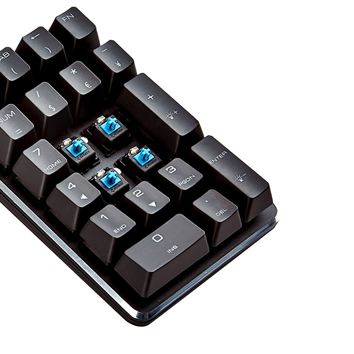 Qisan Mechanical Numeric Keypad Wireless Bluetooth Keypad Cherry MX Blue Switch 21 Keys Mini Numpad Portable Keypad Extended Layout Magicforce for for Financial Cashier Securities-Black