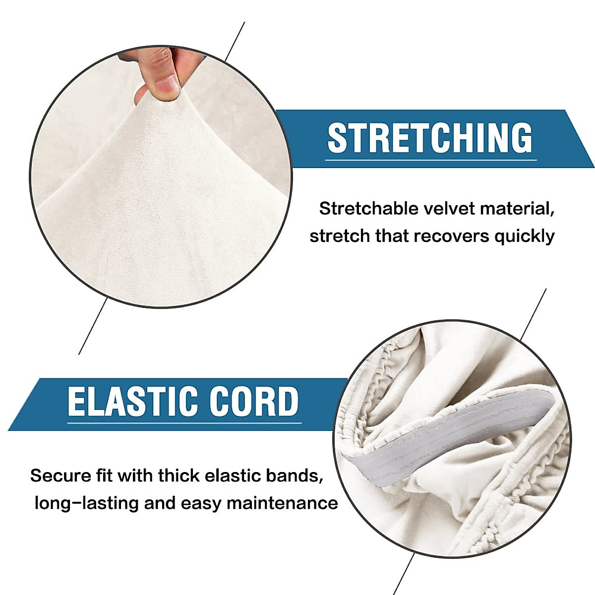 H.VERSAILTEX Dining Chair Covers Velvet Stretch Chair Covers for Dining Room Set of 6 Parson Chair Slipcovers Chair Protectors Covers, Soft Thick Solid Velvet Fabric Washable, Ivory