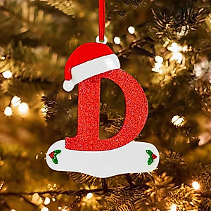 IAMAGOODLADY Christmas Decorations,Christmas Tree Decorations 26 English Letters Ornaments DIY Xmas Tree Hanging Decor Single Letter with Christmas Hat Chrsitmas Decorations 2023