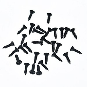 KAISH 30pcs Premium Stainless Steel #3 x 3/8" Guitar Bass Pickguard Screws Back Plate Screw Switch Plate Screws for USA Les Paul/SG Black