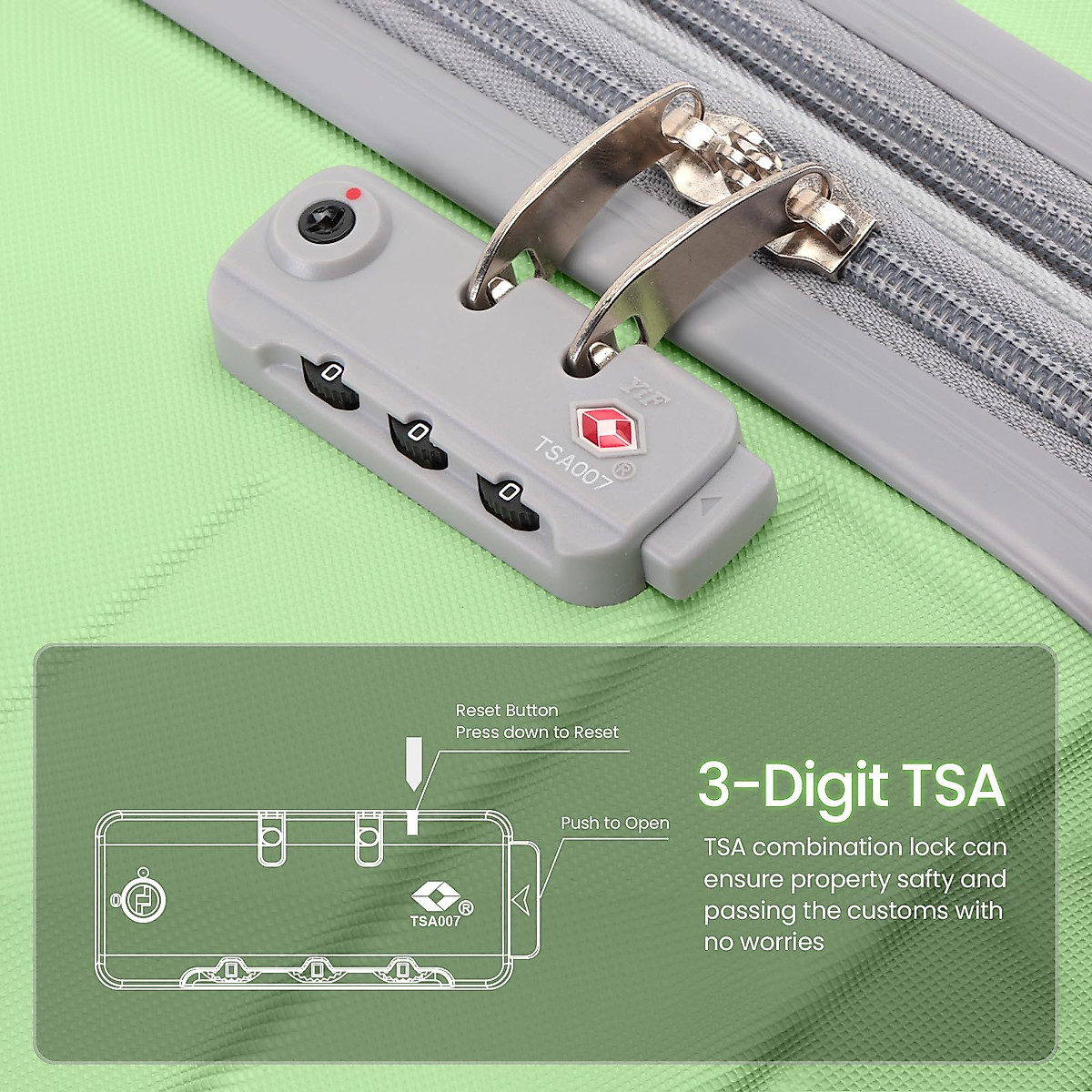 AnyZip Carry On Luggage Expandable PC ABS Durable Hardside Suitcase with Spinner Wheels TSA Lock 20 Inch LightGreen