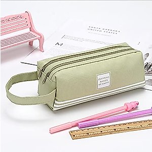Pencil Case Box for School Office,Durable Pen Carrying Case with Zipper,Lightweight & Spacious Pencil Bag Pouch Box Organizer (Green)