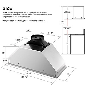 BRANO Range Hood Insert 30 Inch, 900 CFM Smart Voice/Gesture/Touch Control, 4 Speed Exhaust Fan, Stainless Steel Kitchen Hood with Charcoal Filter, Ducted/Ductless Convertible