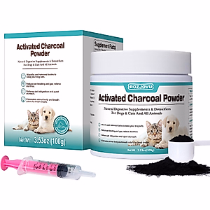 Activated Charcoal for Dogs, Cats, and All Pets, Charcoal for Dogs Poisoning, Digestive Health, Gas & Liver Support, Non-GMO, Gluten Free,3.53oz(Powder)